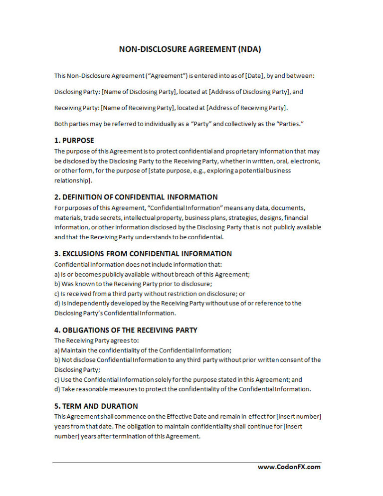 Free NDA Disclosure Agreement Template