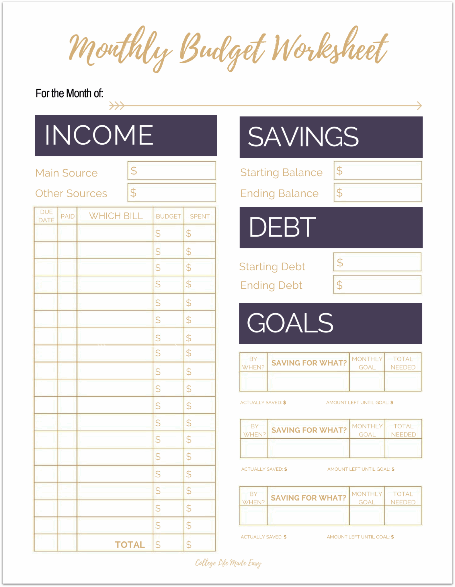 Personal Financial Planner Template (Excel)