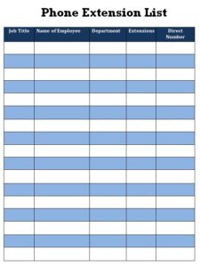 Free Printable Phone List Template