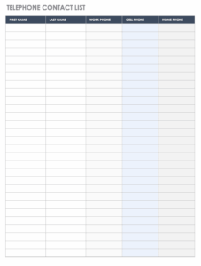Free Printable Phone List Template
