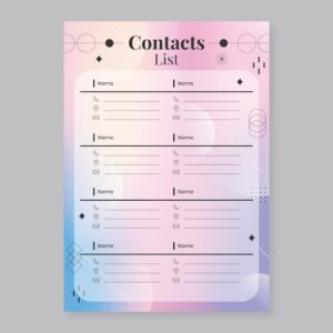 Free Printable Phone List Template