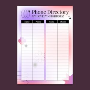 Free Printable Phone List Template