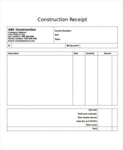 Printable Construction Receipt Template