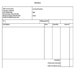 Printable Construction Receipt Template