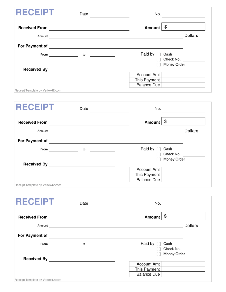 Printable Contractor Receipt Template
