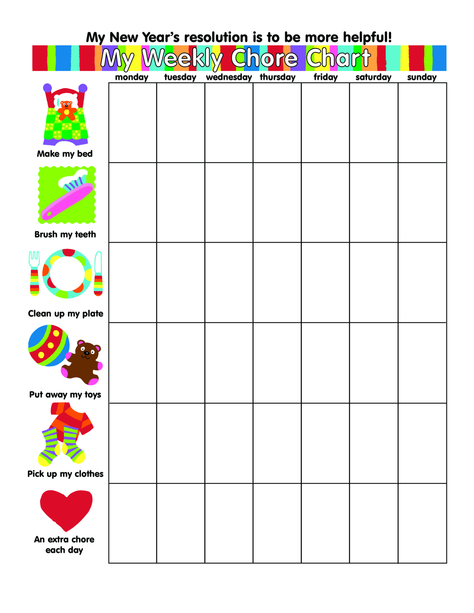 Printable Daily Chore List Template