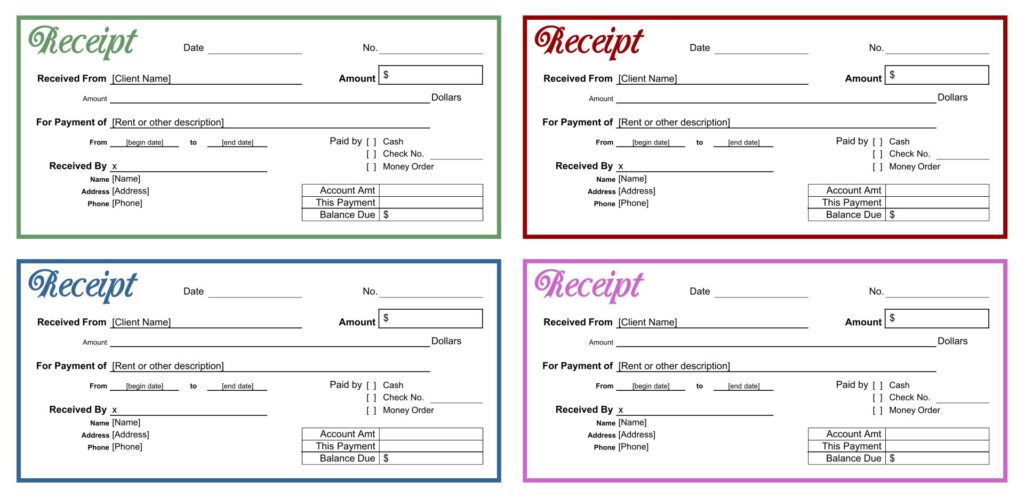 Printable Money Receipt Template