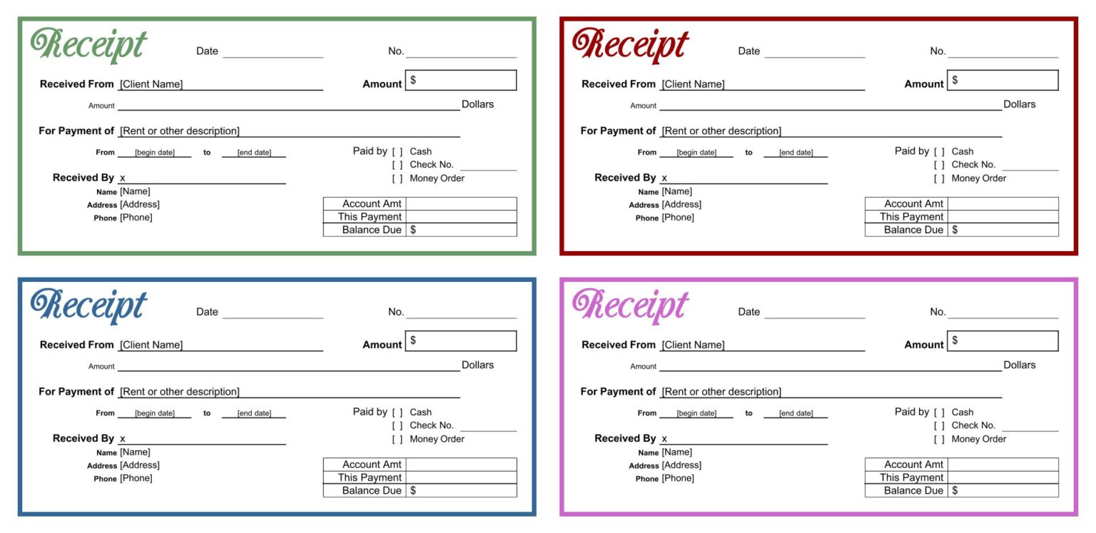Printable Money Receipt Template
