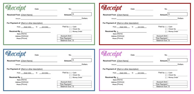 Printable Money Receipt Template