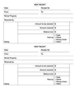 Printable Rent Receipt Template