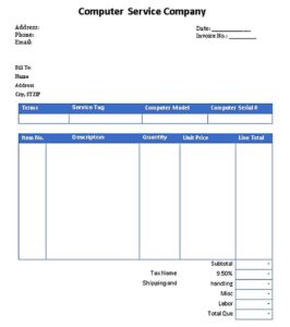 Printable Service Receipt Template