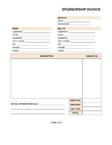 Printable Sponsorship Receipt Template