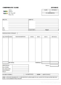 Printable Tire Receipt Template