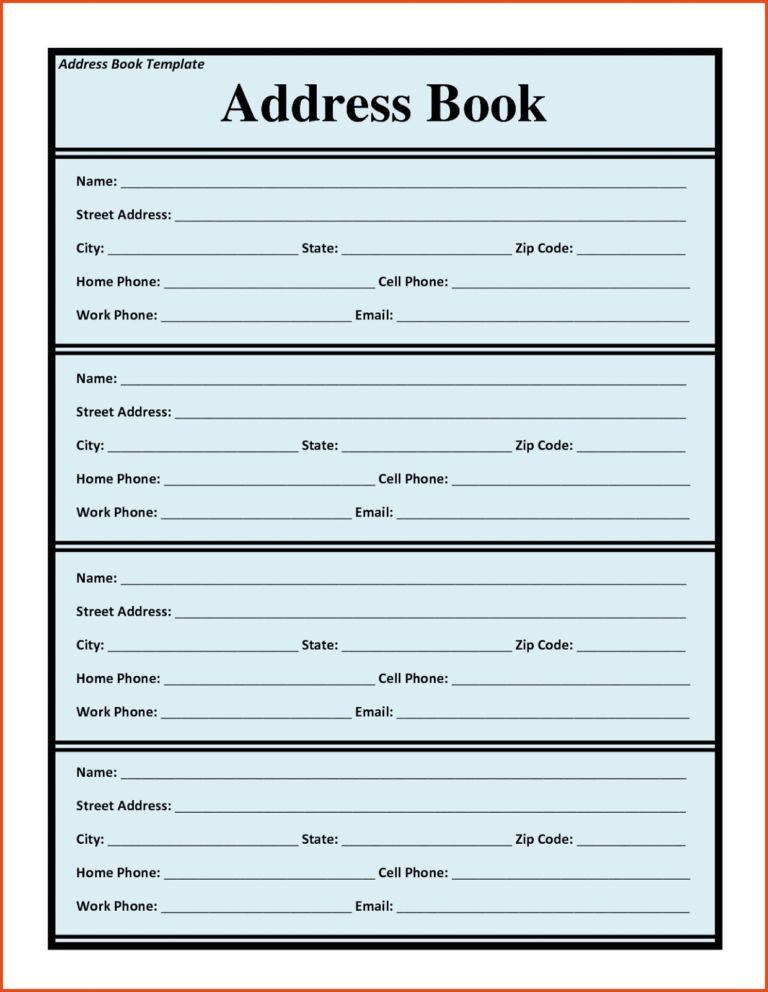 Free Address Book Template (Word)