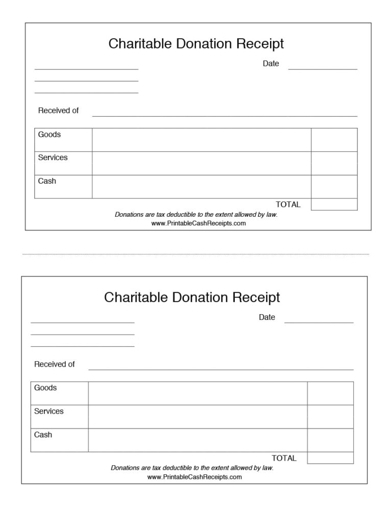 Charitable Donations Receipt Template