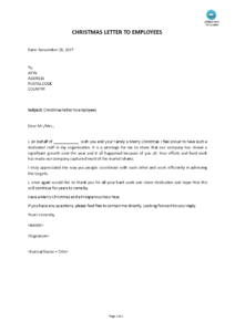 Printable Christmas Letter Template To Employees