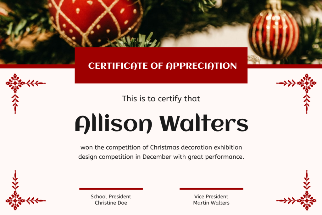 Christmas Theme Award Certificate Template