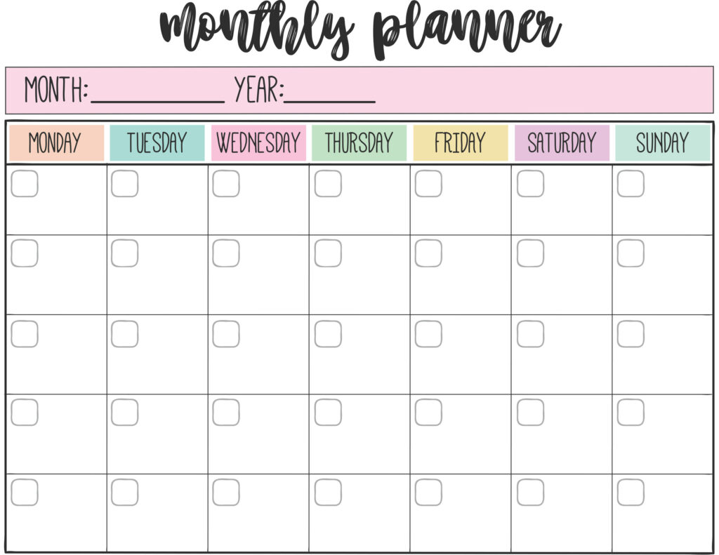 Free Printable Monthly Planner Template