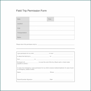 Printable Field Trip Permission Slip Template