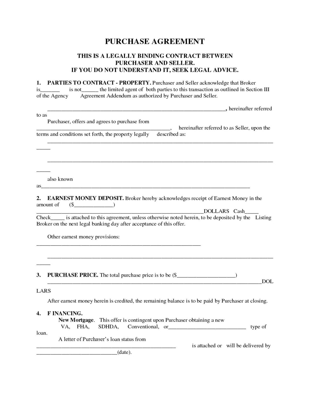 Home Purchase Agreement Template (Word)
