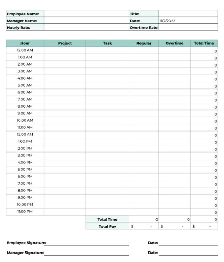Printable Multiple Job Timesheet Template