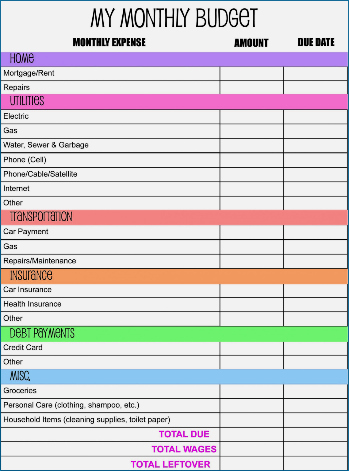 Personal Budget Template (Excel)
