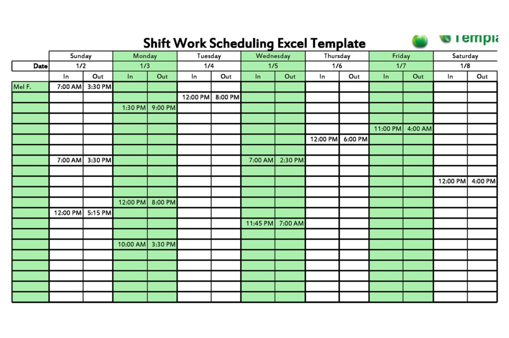 Free Printable 4-Shift Schedule Template