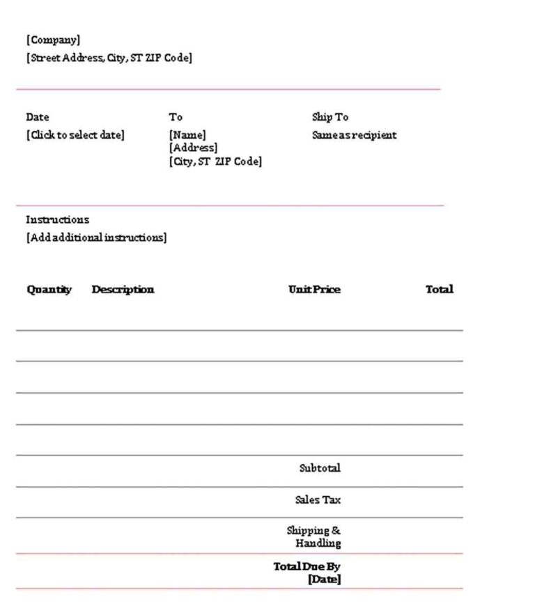 Printable Contractor Receipt Template
