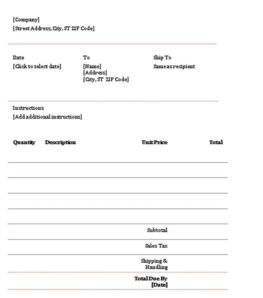 Printable Contractor Receipt Template