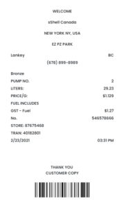Printable Gas Receipt Template