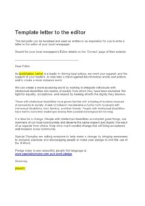 Printable Letter To Editor Template