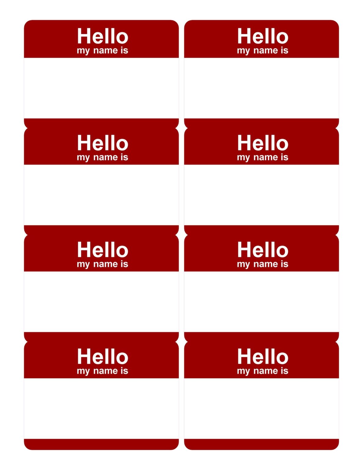 Printable Name Tag Template