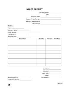 Printable Sales Receipt Template