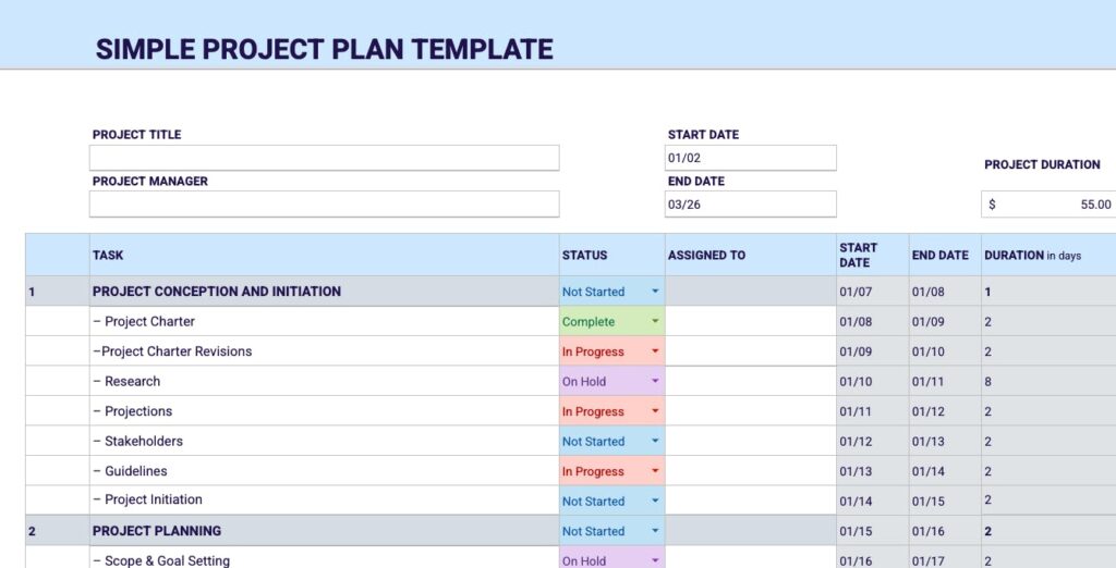 Project Plan Template (Easy To Use)