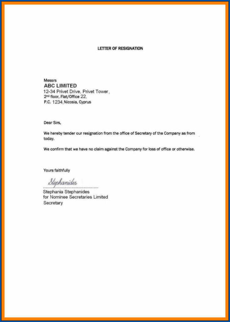 Simple Resignation Letter Template (Word)