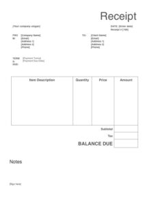 Free Printable Training Receipt Template