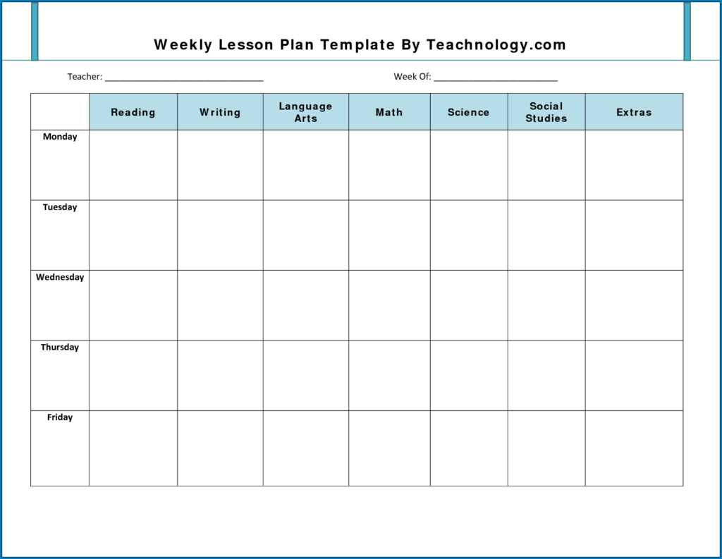 Weekly Lesson Planner Template (Word)