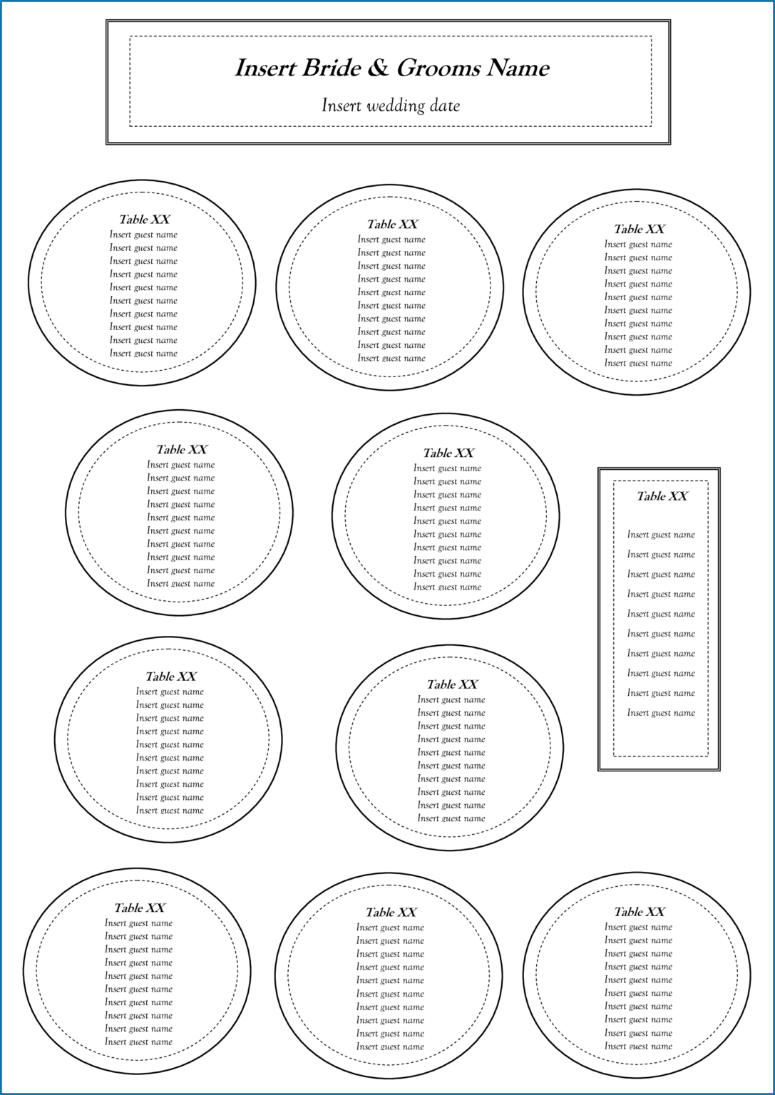 Printable Seating Chart Template