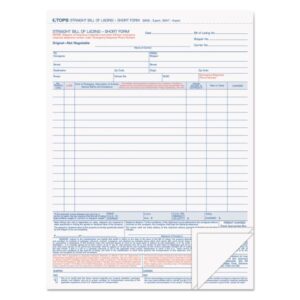 Printable Short Bill of Lading Form