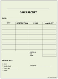 Small Business Sales Receipt Template