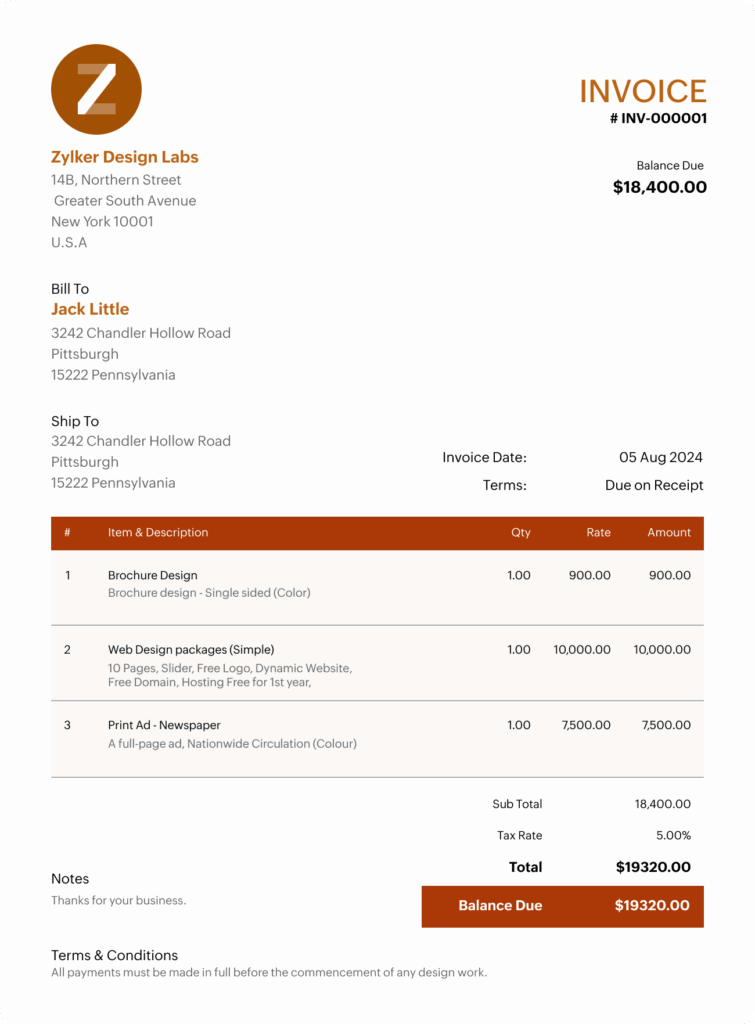 Free Printable Standard Invoice Template