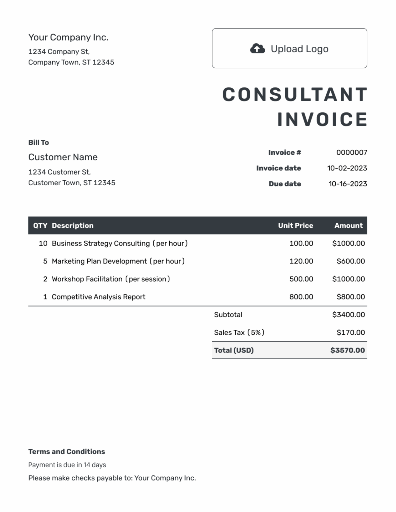 Free Printable Standard Invoice Template