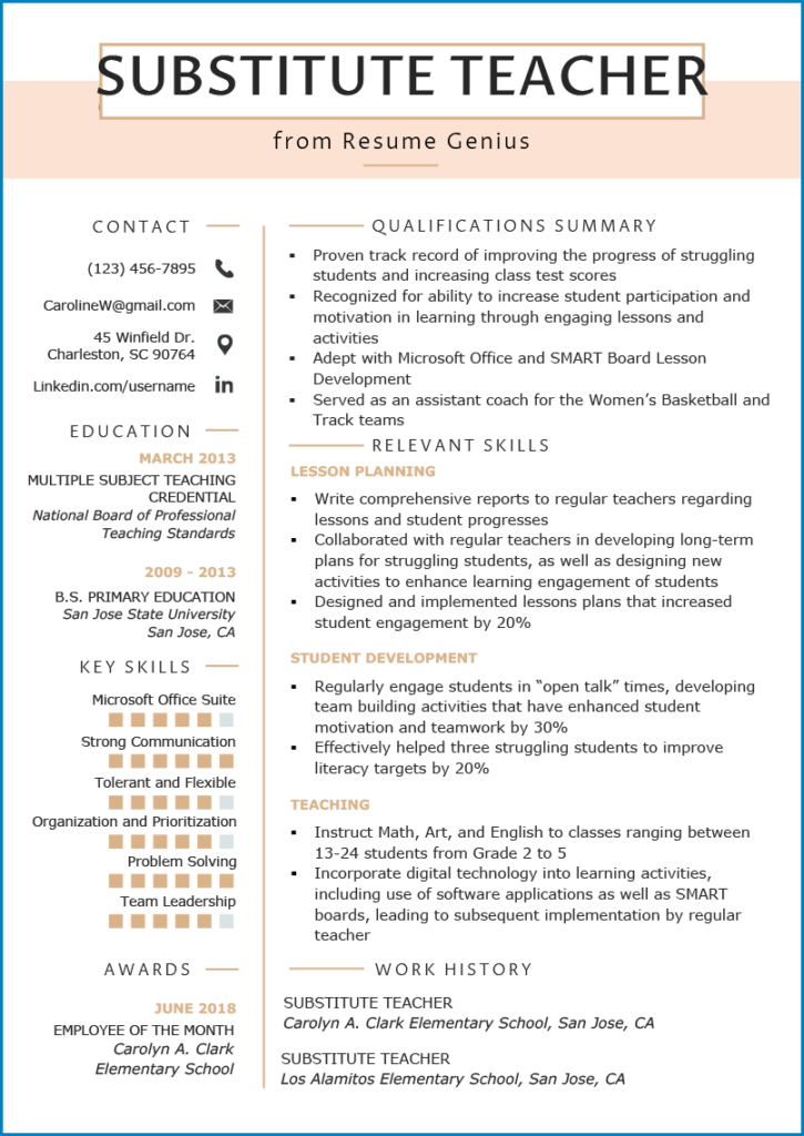 Free Teacher Resume Template (Word)