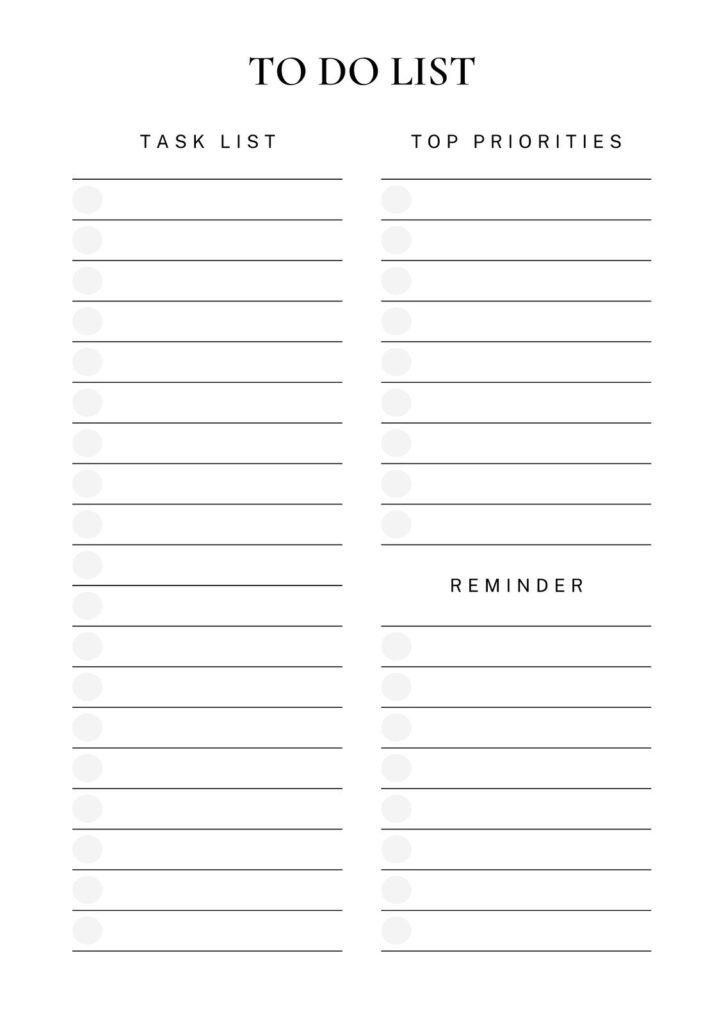 Free Printable Things To-Do List Template