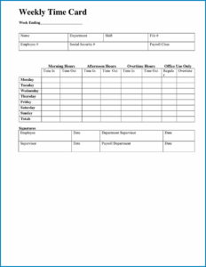 Printable Time Card Template