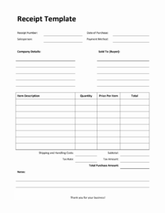 Free Printable Training Receipt Template