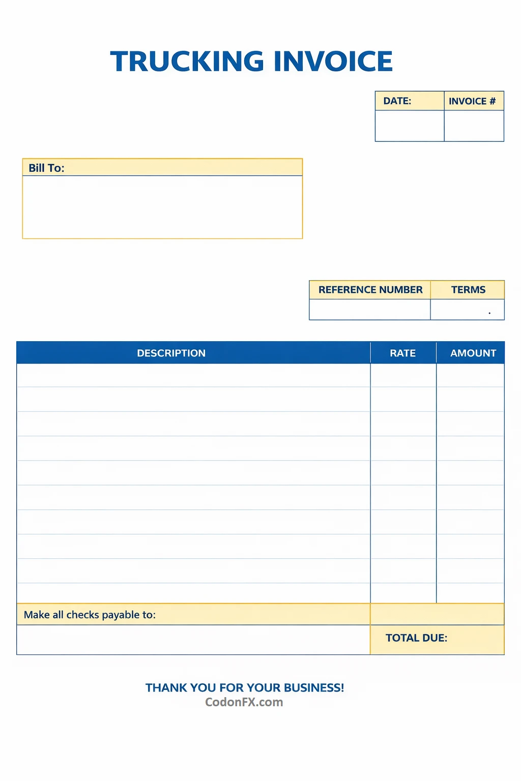 Free Printable Trucking Invoice Template