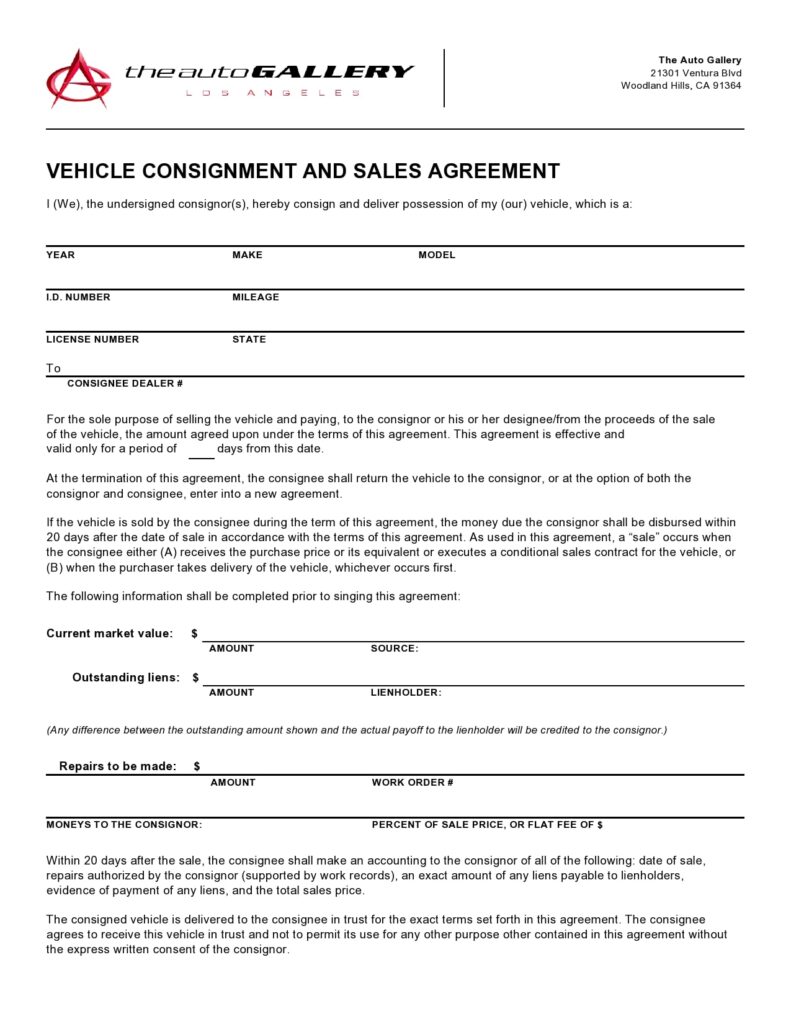 Used Car Sales Agreement Template