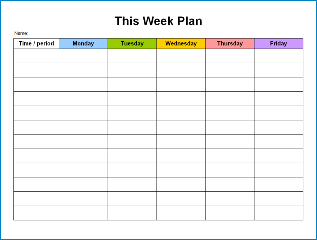 Free Printable Weekly Planner Template