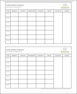 Free Printable Afterschool Schedule Template